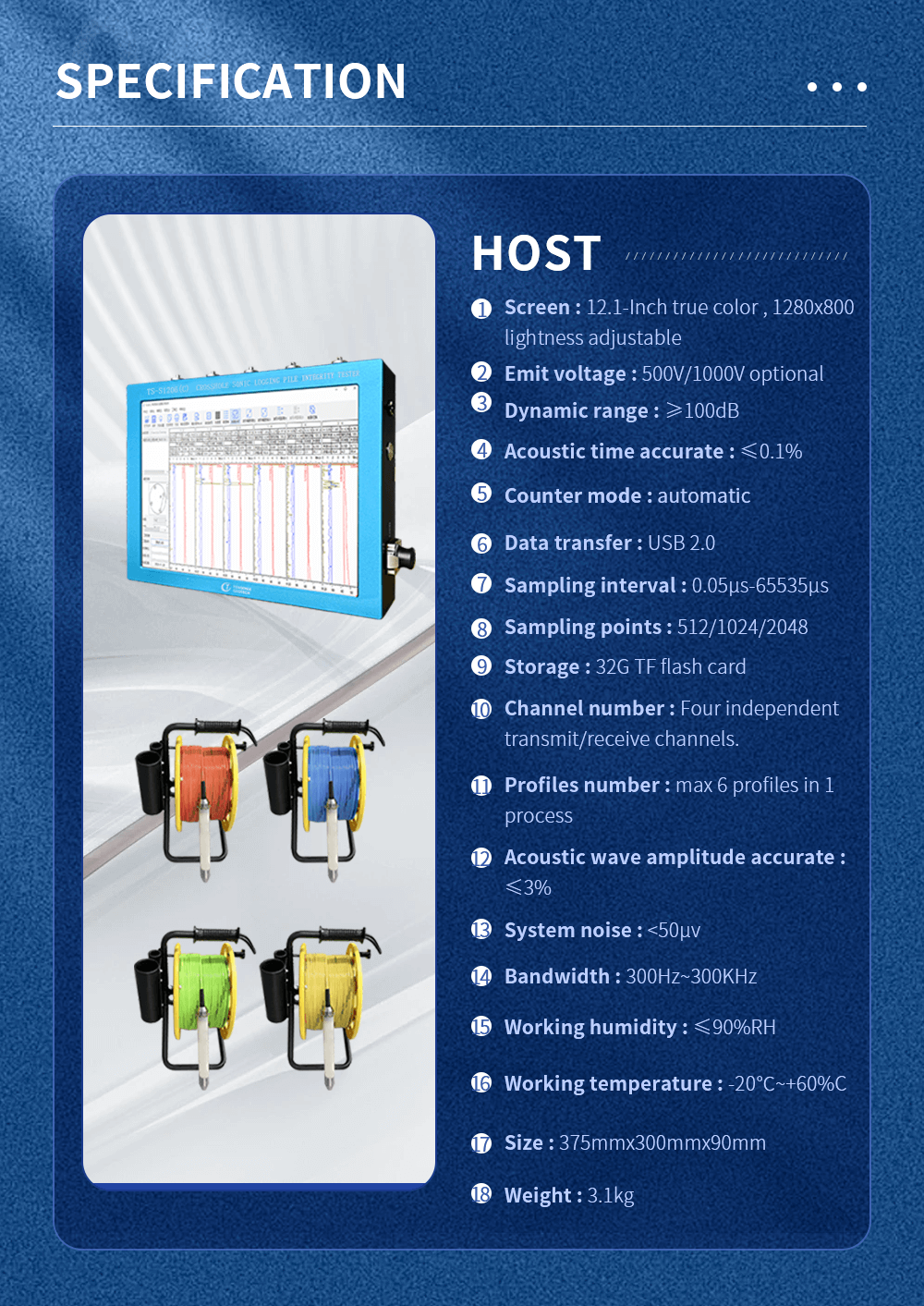 Multi-Channel Cross Hole Sonic Pile Integrity Tester TS-S1206(B ...